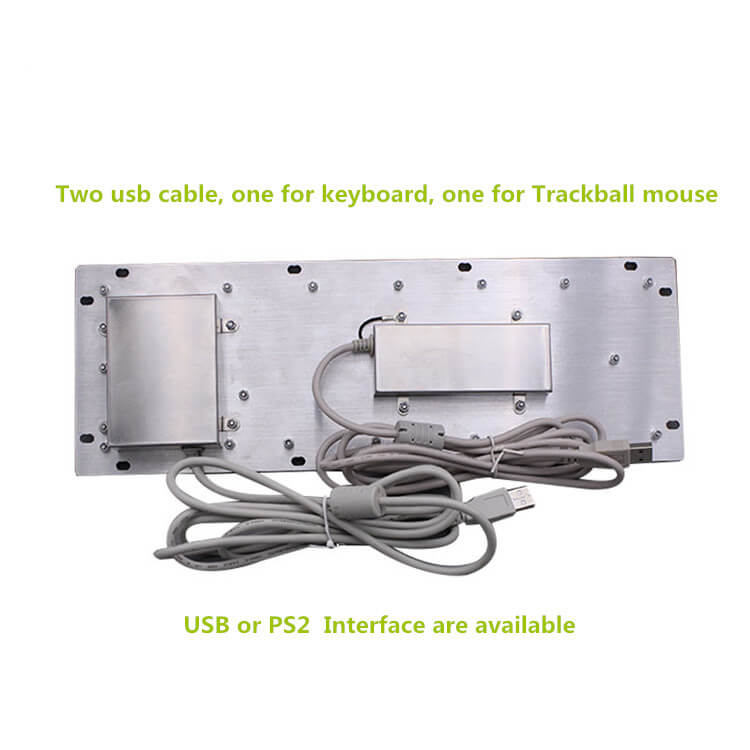 Metal Industrial Trackball illuminated Keyboards Brushed Stainless ...