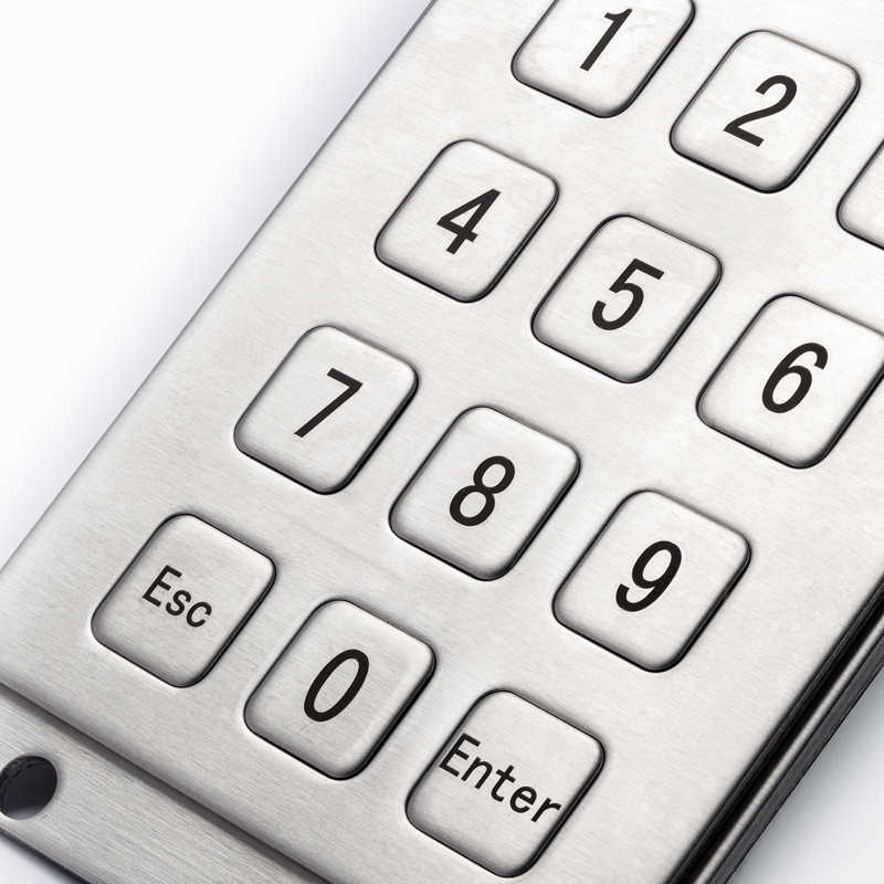 12 Flat Keys 3x4 Metal Mini Stainless Steel Numeric Keypad