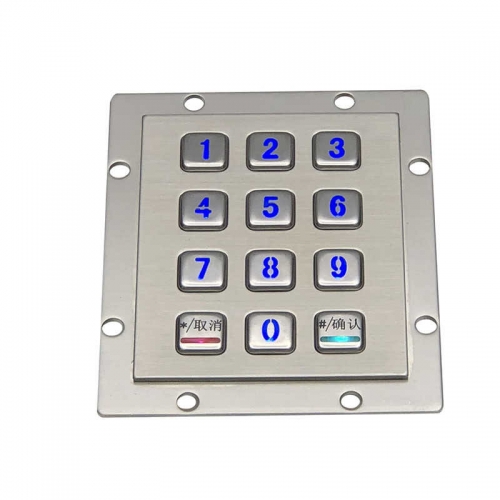 Panel Mount Numeric Backlit Metal Keypad With 12 Illuminated Keys For ...
