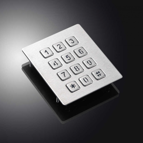 12 keys 3*4 waterproof led numeric backlight Metal keypad