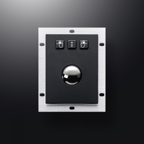 Panel Mount Stainless Steel Trackball Mouse In Black